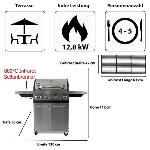 Activa 4 Brenner Gasgrill Silver Star 500 Mit 800 Grad Infrarot