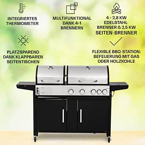 Klarstein Gasgrill für Camping Balkon Garten, Grill mit 5 Brenner ...