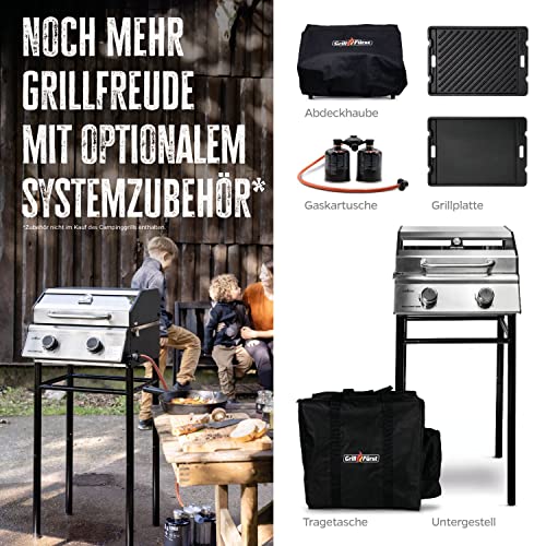 Grillfürst Camping Gasgrill G201E - 2-Brenner Edelstahl Balkon Gasgrill ...