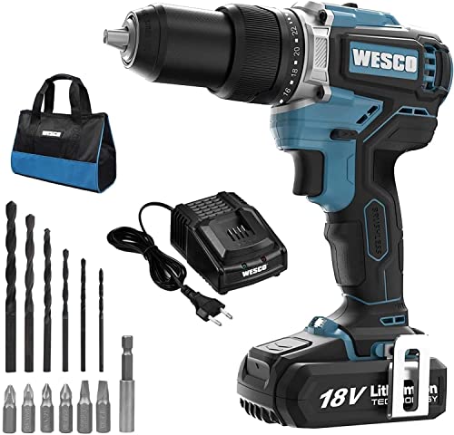 WESCO Akkubohrer 18V Brushless mit Drehmoment-Aufsatz, 18 Bits, 60Nm ...