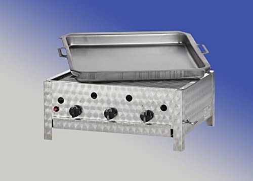 3-flammiger Gasgrill/Gastrobräter inklusive Rost und Pfanne für Erdgas.