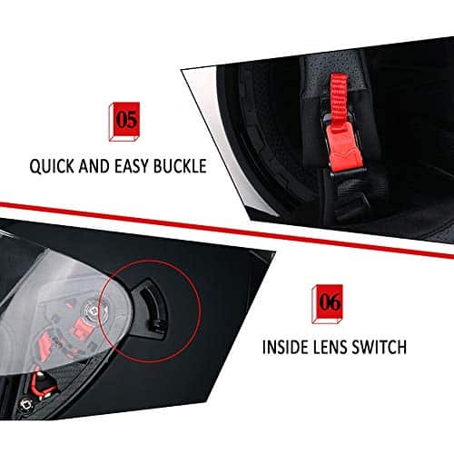 SJAPEX Integralhelm mit Visier und Sonnenblende, Vollvisierhelm ...