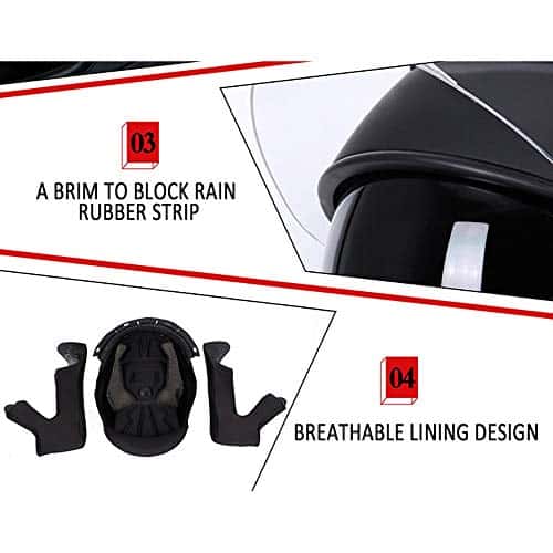 SJAPEX Integralhelm mit Visier und Sonnenblende, Vollvisierhelm ...