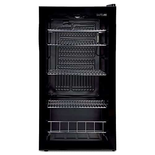 °CUBES Getränkekühlschrank BAR 90L mit Glastür und 4 Ablagen.