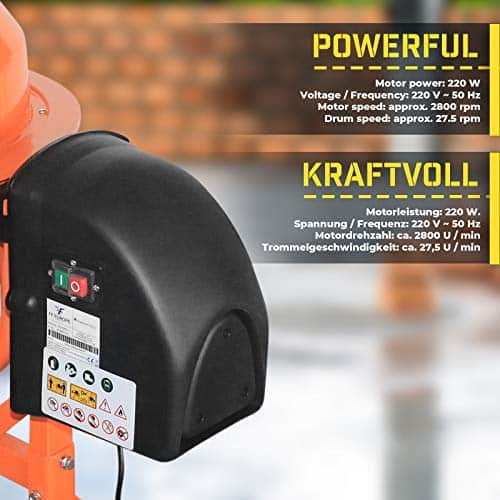 TIMBERTECH® Betonmischer - 140/70 L, 550W/220W, Handrad/Hebel, 2 Räder ...
