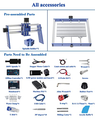 Mostics CNC 3018 PRO MAX Ganzmetallkonstruktion Spindel 200w 12000RPM ...