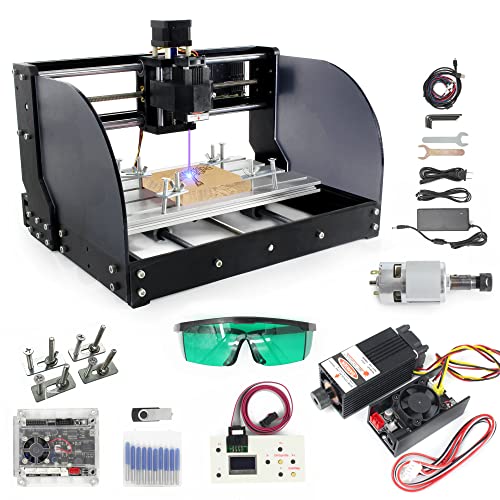 RATTMMOTOR 2-in-1 CNC 3018 Pro Max Fräsen+Graviermaschine mit 5,5W Lasermodul und 3 Achsen GRBL ...