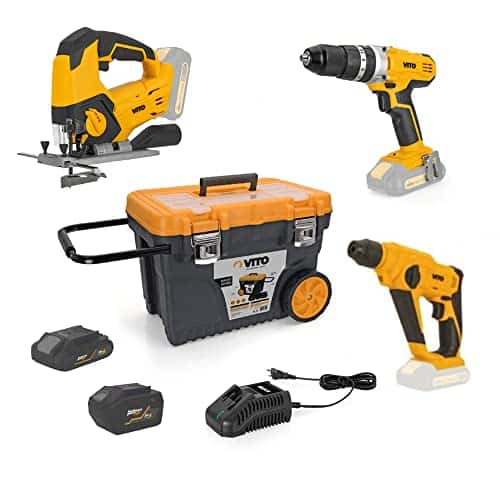 VITO PowerPackV3 Akku Werkzeug Set 20v - 2x Akkus (1x 2AH + 1x 4 AH ...