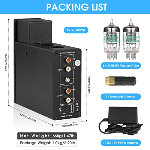 Douk Audio P6 Bluetooth Röhrenvorverstärker mit VU-Meter für HiFi und ...
